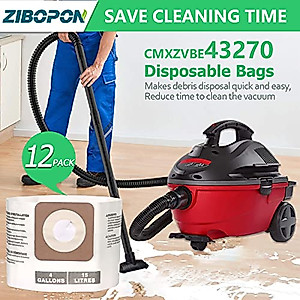 12 Pack 43270 Fine Dust Collection Bags Compatible with Craftsman 4 Gallon Shop Vac CMXEVBE17612 & Dewalt DXV04T 4 Gal Vacuum, Part# CMXZVBE43270