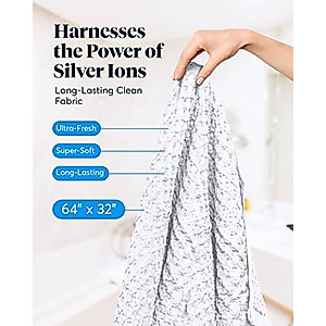 SUTERA - Silverthread Waffle Towel California - Grown Pima Cotton, Quick Drying, Ultra Soft, Lightweight and Absorbent - Waffle Weave Design - Luxury Towel (Bath, White) 31" x 57"
