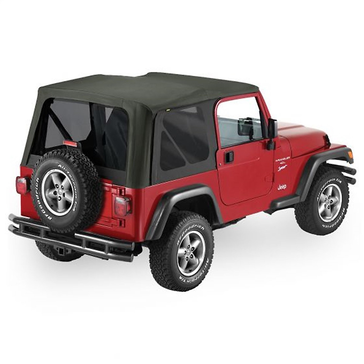 Pavement Ends by Bestop 51148-15 Black Denim Replay Replacement Soft Top Tinted Windows; No Door Skins Included for 1997-2006 Jeep Wrangler