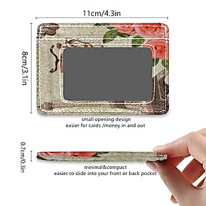 Linomo Thin leather Card Holder and Money Clip Vintage Eiffel Tower Wallet RFID Blocking for Men & Women