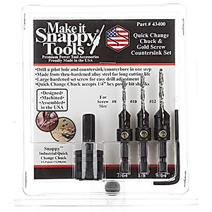 Snappy Tools Quick Change Chuck & 3 Piece Countersink Set #43400