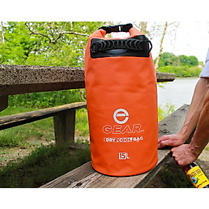 Enthusiast Gear Insulated Dry Bag Cooler | Waterproof Cooler for Kayaking, Hiking, Lunch, Fishing, and Beach – Leak Proof, Waterproof, Collapsible, with Padded Shoulder Strap (15L) - Orange