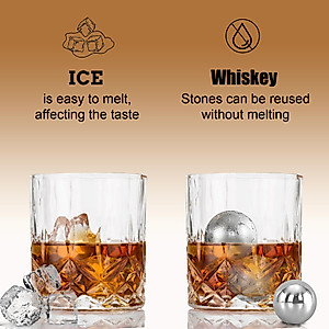 EooCoo Whiskey Stones Gift Set with 2 Pcs Stones and Box, Stocking Stuffers for Him, Reusable Ice Ball for Drinking, Christmas Gift for Men Whiskey Lovers, Bourbon, Cognac, Scotch, Gin, Wine Beverage