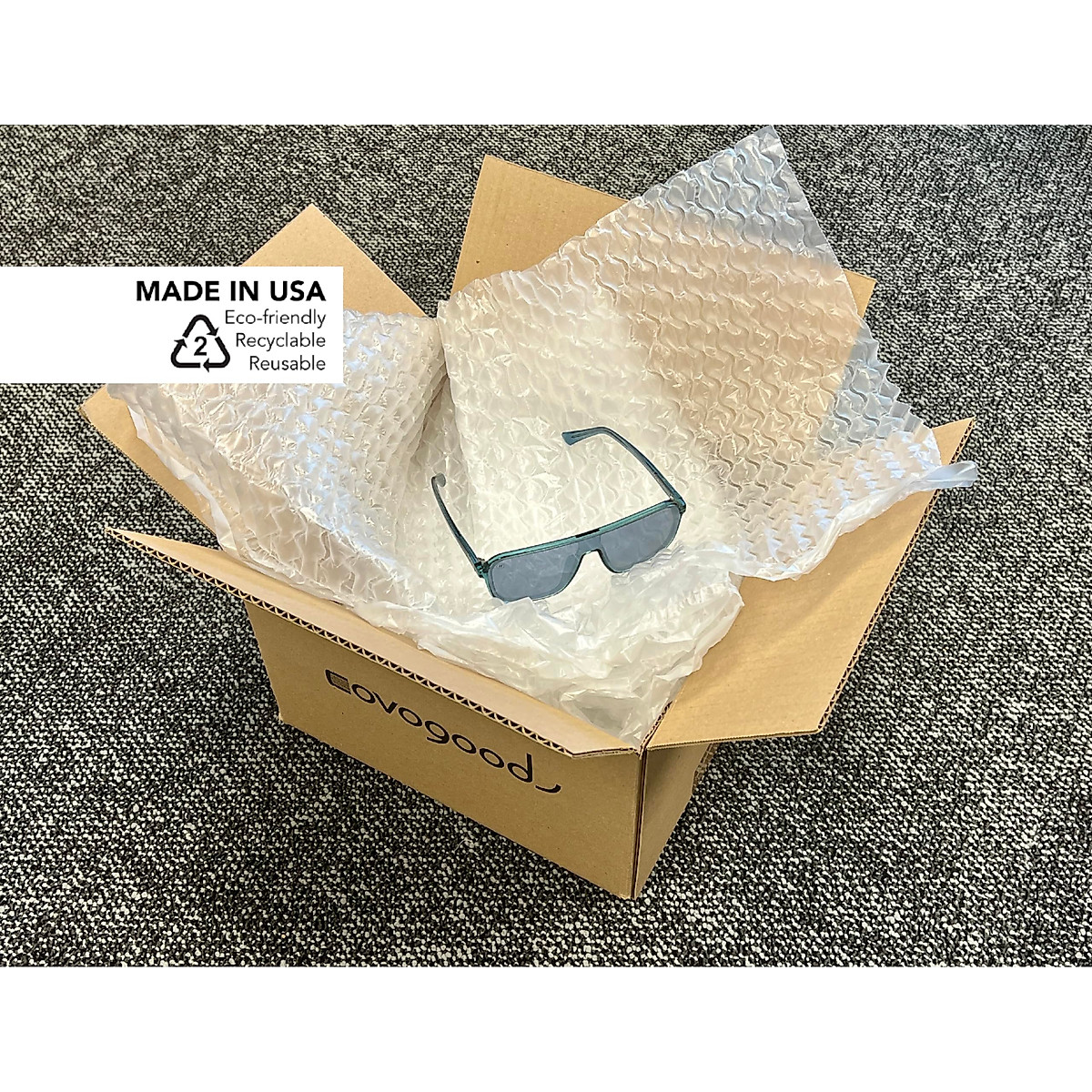 AirBubbles™ 100 Sq Ft Premium Prefilled Air Bubble Sheets for Package Shipping | 1 Roll, 2.1 Cu Ft, 16 Gal, 12x16-In Ea | Better than Packing Peanuts Foam Paper | Cushion Wrap Protection by Covogoods