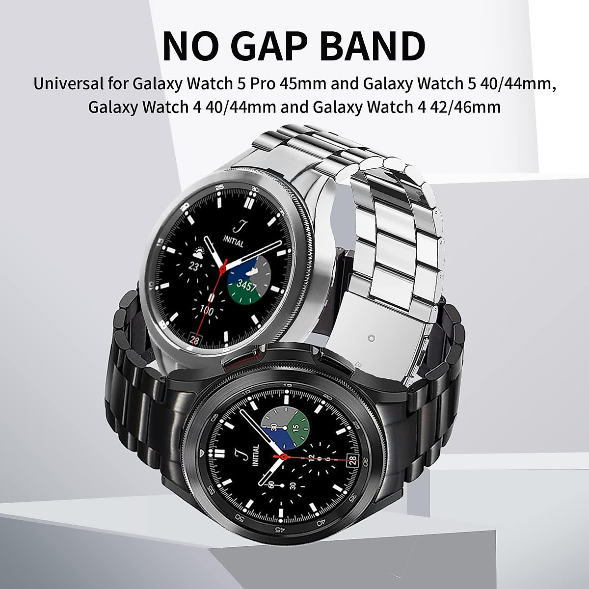 GOLDTOLUCK Compatible with Samsung Galaxy Watch 7 6 5 4 FE Band Ultra Pro Classic 43mm 47mm 45mm 40mm 44mm 42mm 46mm No Gap Classy Elegant Casual Men Women Metal Business Stainless Steel