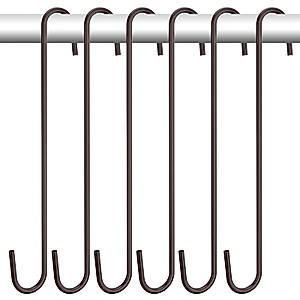 6 Pack heavy duty s hooks,Brown strong metal big hooks for hanging plants or large items as potted plants,garden tools,bird cages,animal feeders