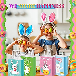 150 Pieces Easter Day Paper Gift Bags with Handle Rabbit Goody Candy Bags Easter Day Party Favor Supplies Treat Bags for Easter Day Party Favors Gift Wrapping Supplies