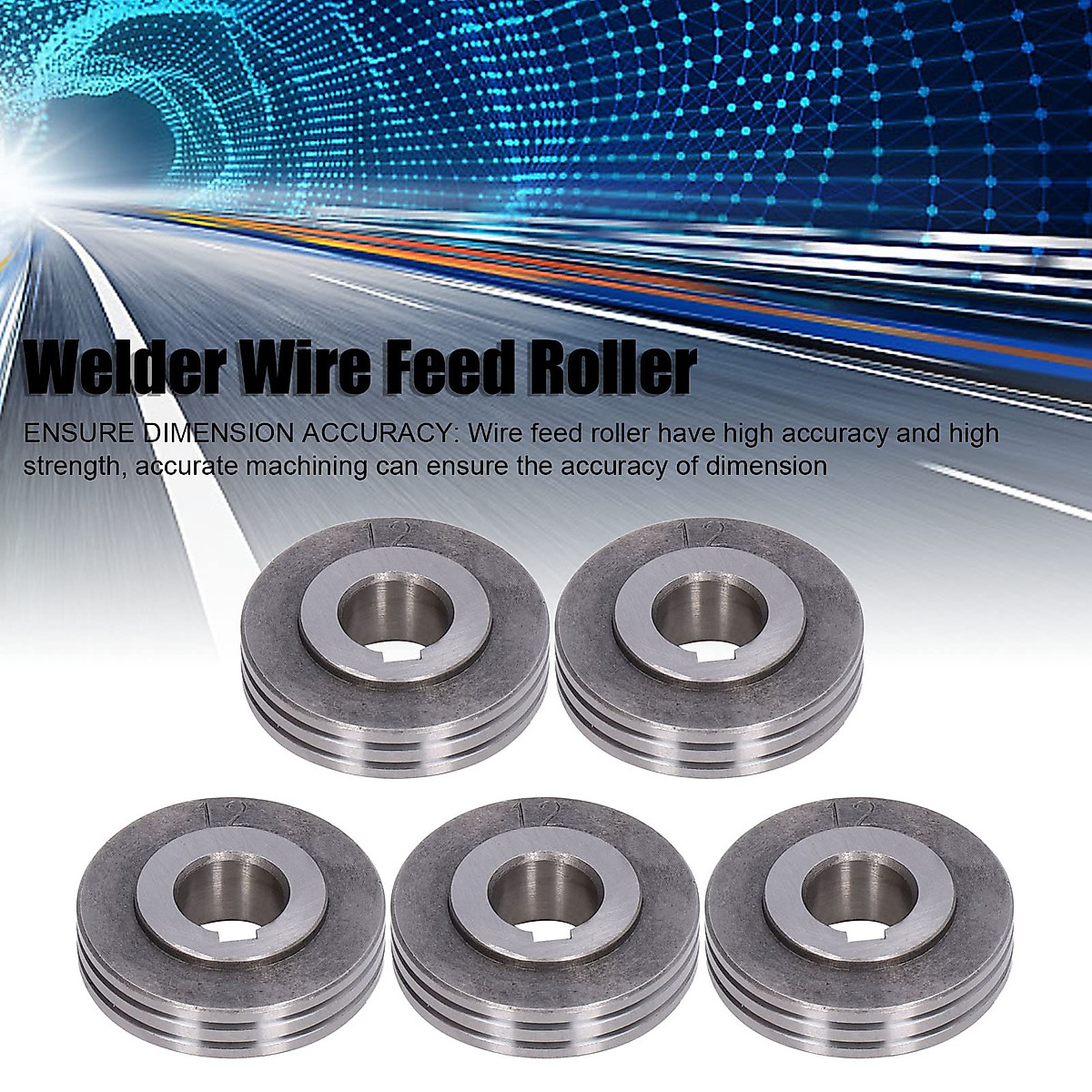 5Pcs Welder Wire Feed Roller 1.2‑1.2mm Groove Bearing Steel Wire Feeding Guide Wheel for OTC MIG Welding Machine