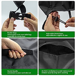 Patio Furniture Covers, Round Patio Table Cover, Outdoor Patio Covers for Furniture, Heavy Duty Table Cover with Fix Straps UV-Resistant, Snowproof Waterproof Patio Furniture for Winter, 84"DIA x 28"H