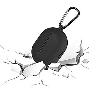 Geekria Silicone Case Cover Compatible with Huawei FreeBuds Pro True Wireless Earbuds, Earphones Skin Cover, Protective Carrying Case with Keychain Hook, Charging Port Accessible (Black)