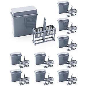 QWORK Microscope Slides Staining Jar and Rack, 10 Pack 24-Slots, Grey