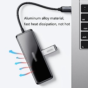 Port Expander USB-C Hub 6 in 1 Multiport USB-C Docking Station with 4K HDMI, 3 USB 3.0 Ports, SD/TF Card Reader, USB Splitter Adapter USB Splitter