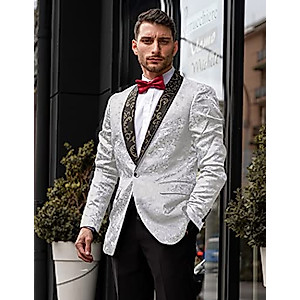 COOFANDY Men's Floral Suit Jacket Lapel Slim Fit Stylish Blazer Dress Suit Prom Party Wedding Christmas Blazer