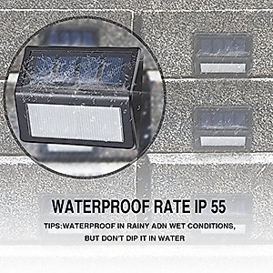 ANDEFINE 2 Pack Outdoor Solar Lights, 6 LED Solar Pathway Lights Waterproof Security Lamps for Garden Back Door Step Stair (White Light) 