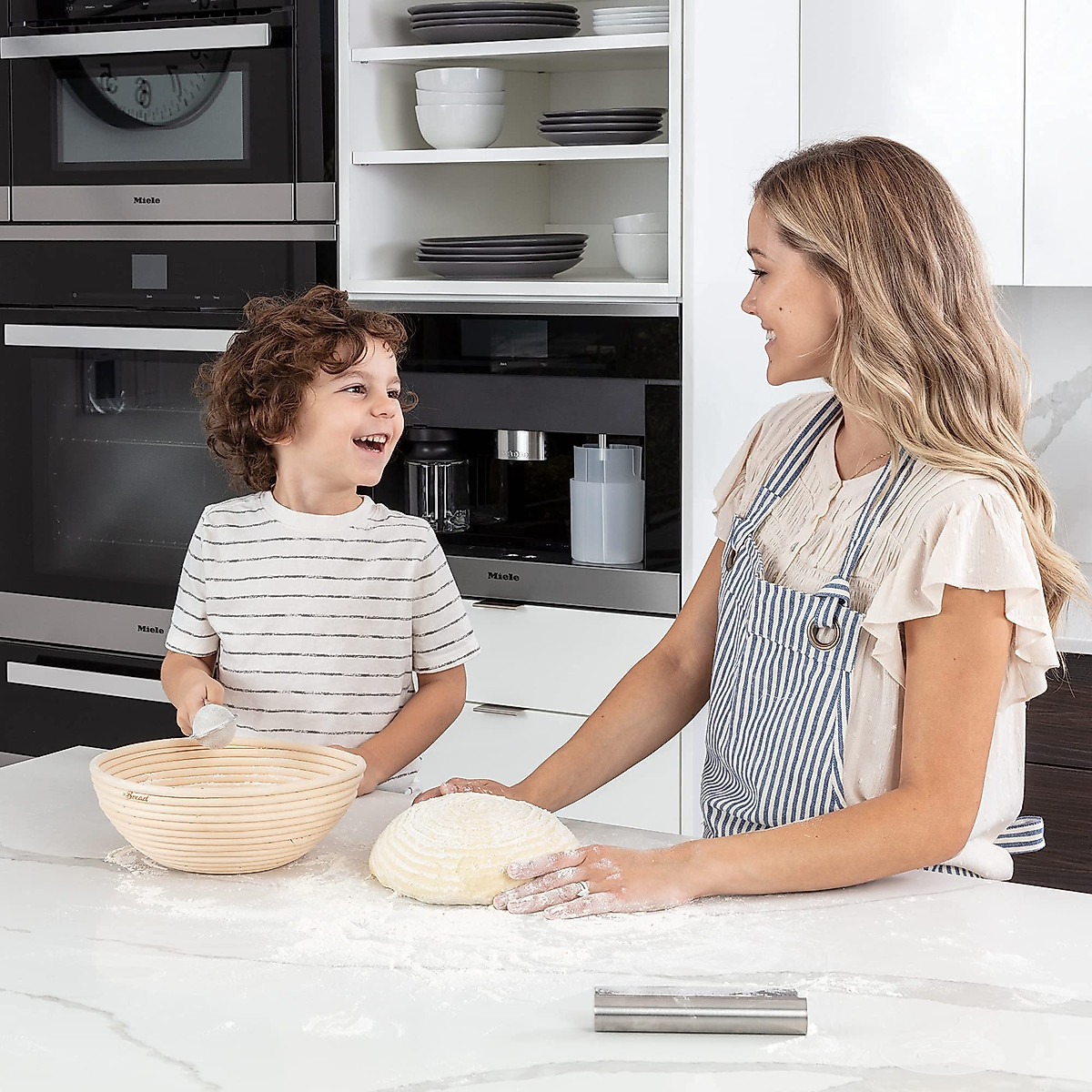 10 Inch Bread Proofing Basket Set with Stainless Steel Accessories, EQUALS BREAD Banneton Bread Proofing Basket, Whisk, Lame, Scraper, Cutter, Sifter, Liner, Bag and Stencil, Bread Baking Kit