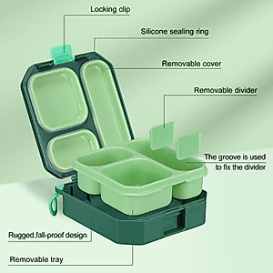 wiwens Bento Lunch Box for Kids, 35oz Leak-Proof 5 Compartment Lunch Container, Food-Safe Materials, Ideal Portion Sizes for Ages 3-12 Girls Boys Toddlers for School