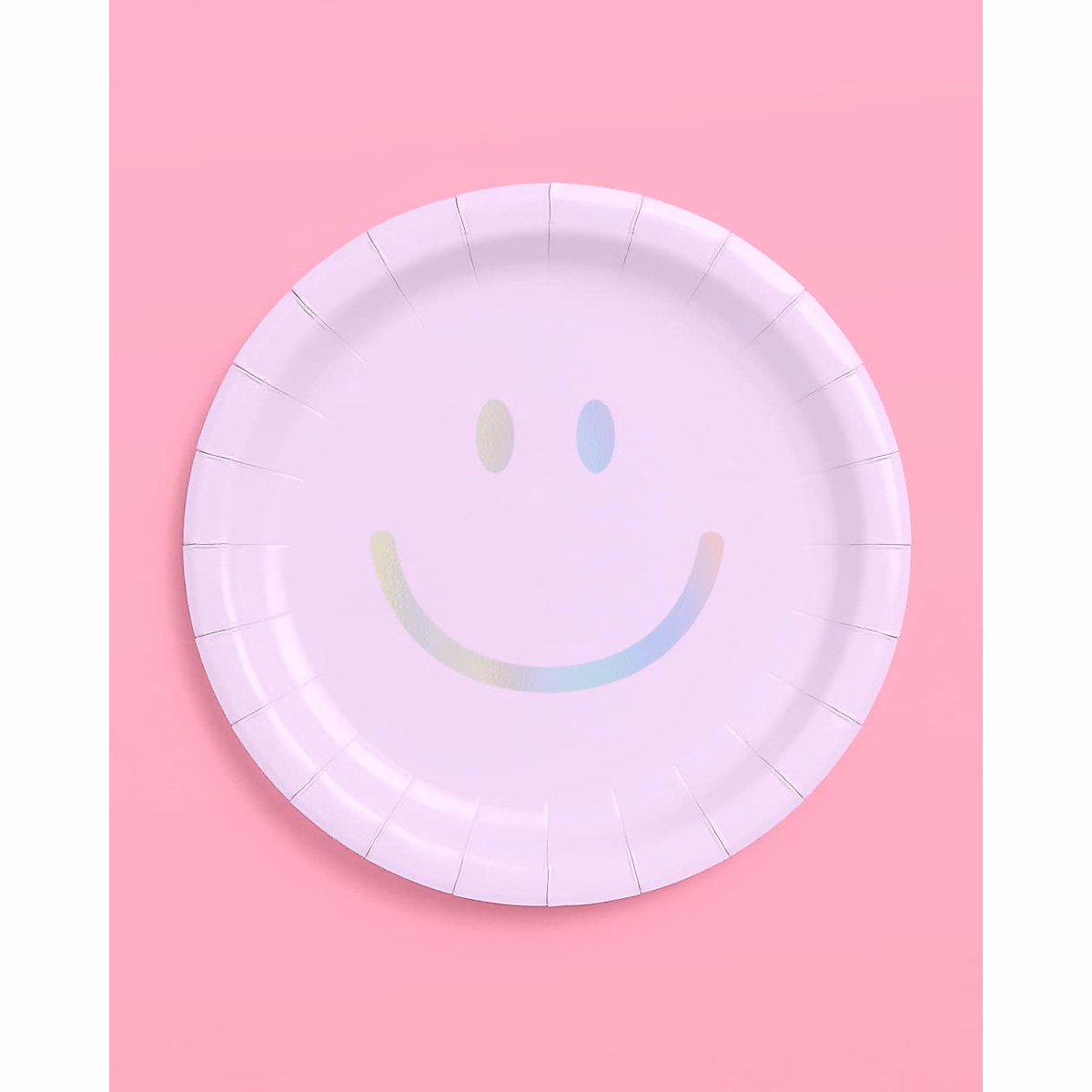 xo, Fetti Smiley Paper Plates - 24 pk, 9" | Happy Pastel Birthday Party Decorations, Cute Bachelorette Party, Cool Cake Plates