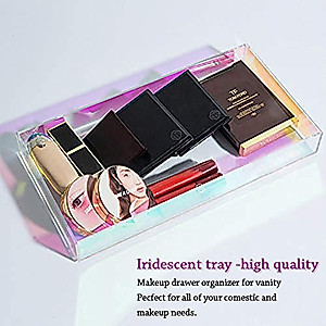 Floatant Acrylic Vanity Drawer Organizer Colorful Makeup Tray Organizer Holder for Any Cosmetics,Small Things Storage Makeup Tray Solution for Vanity Countertop Bathroom Drawers,Desk Drawers,Bedroom