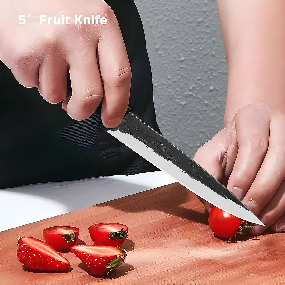 Knife Set 7 Pieces, Matte Black Knife Set with Block Kitchen Knives Set Lightweight Knives Set for Kitchen Anti Slip Kitchen Knife Set Ultra Sharp Chef Knife Set Dishwasher Safe Space Saving