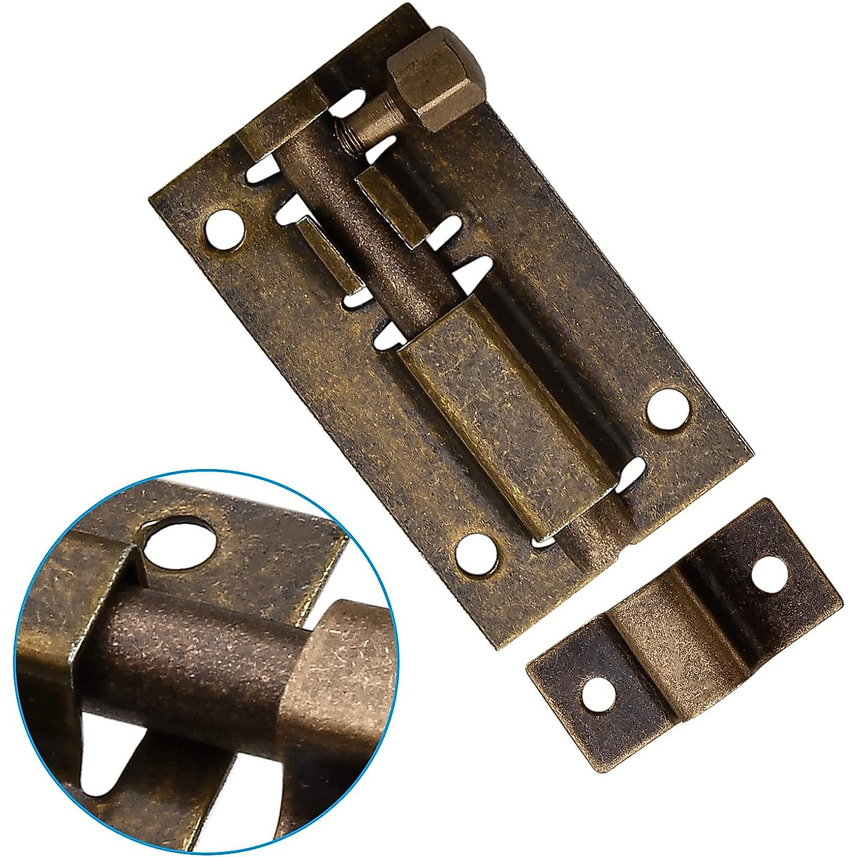 Mikayon 2 Inches Sliding Door Latch,6 Pcs Golden Latch Lock,Barrel Bolt Latch with Screws,Stainless Steel Barrel Bolt for Door Bedroom Bathroom Window Fence (Antique Bronze)