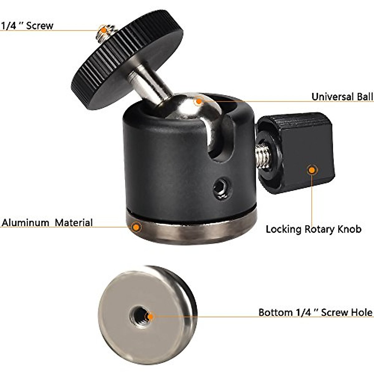 UTEBIT C Clamp with Tripod Head Adjustable Camera Clamp Mount Set for Desktop 360 Degree Swivel Mini Ball Head with Hot Shoe and 1/4 Screw Compatible with Canon Nikon DSLR Monitor