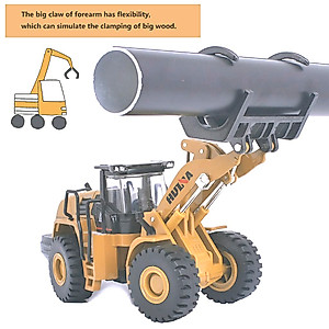 Ailejia 1/50 Scale Diecast Wood Grab Construction Vehicle Toys Timber Grab Truck Heavy Wooden/Building Articulated Alloy Construction Vehicle Model Engineering Car Toy boy Gift (Wood Grab)