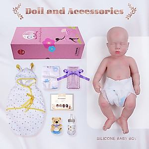 BABESIDE Reborn Baby Doll Loulou 16'' Platinum Full Silicone Realistic Newborn Sleeping Baby Doll for Kids & Toddlers