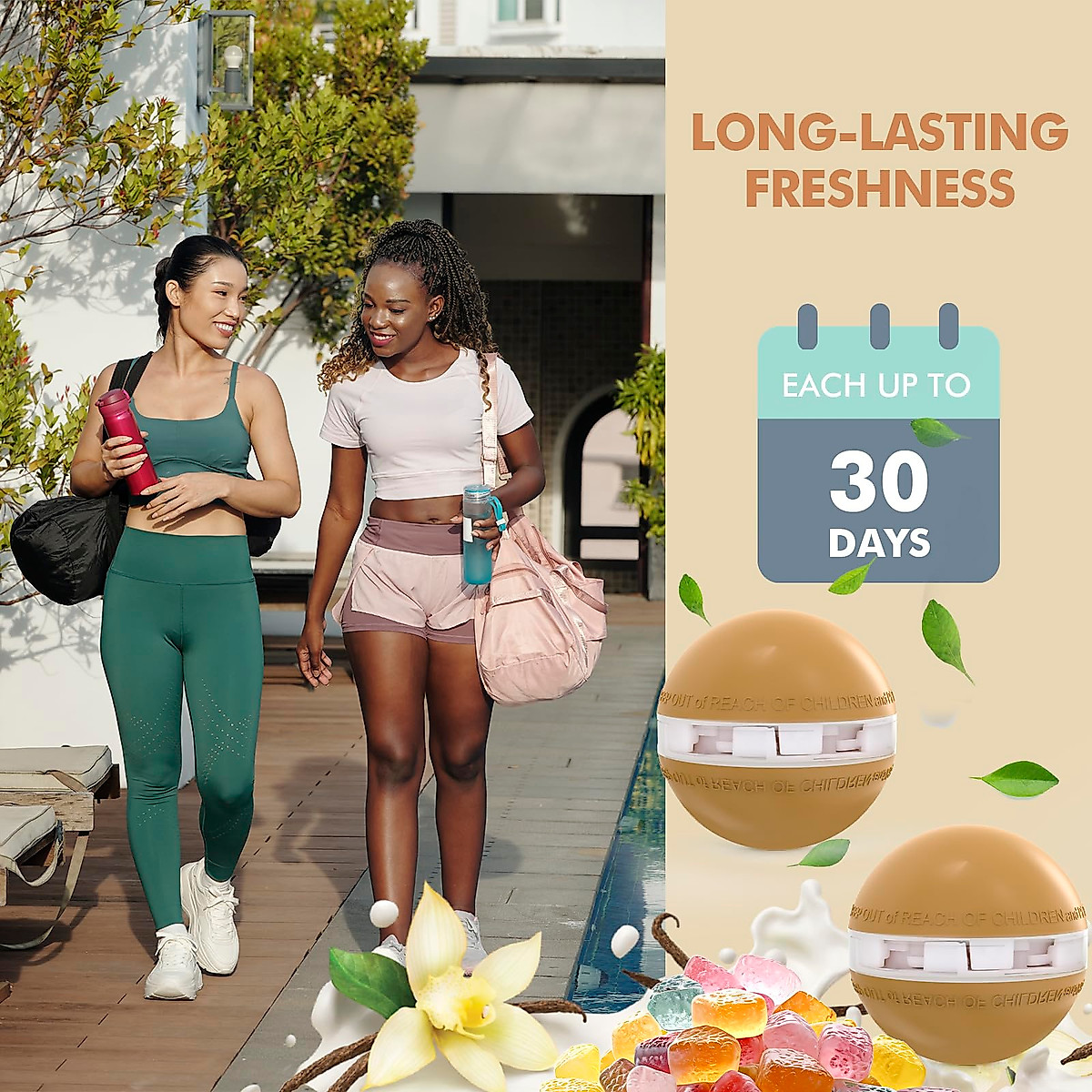 Odor Deodorizer Balls for Small Space, Vanilla and Bubble Gum Scent 6 Pack, Long Lasting Odor Eliminator Air Freshener Twist Ball With Essential Oil, Stocking Stuffers Christmas Decor