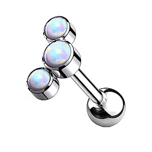 Pierced Owl 16G G23 Implant Grade Titanium Triple Synthetic Opal Cartilage Helix Stud Earring (White)