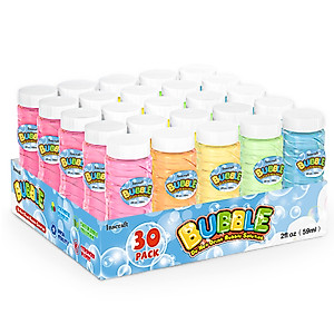 INSCRAFT 30 PCS Bubble Bottles with Wands Assortment for Kids, 2oz Bubbles Solution Each, Outdoor & Indoor Summer Toy, Weddings, Party Favors, Birthday, Refill for Bubbles Machine Blower