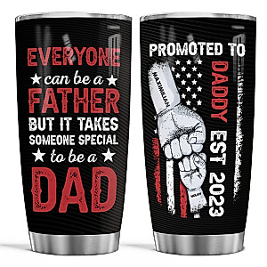 wowcugi Personalized New Dad Gifts For Promoted To Father Tumbler Coffee Travel Mug Expecting Gifts For Men Birthday Husband Cup Gift