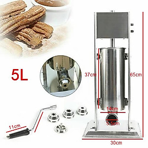 5L Commercial Manual Churros Maker Machine Stainless Steel Latin Fruit Machine with 4 Nozzles Heavy Duty Churros Machine