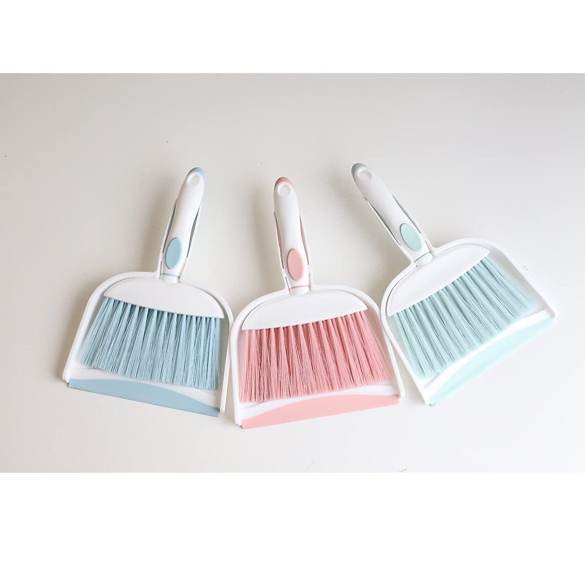 BSMstone Mini Broom and Dustpan Set-Mini Whisk Set for Desk, Housekeeping, Office, Kitchen, Pet Nest, etc.,Daily Cleaning Necessity Plastic Mini Dustpan Set (Pink)