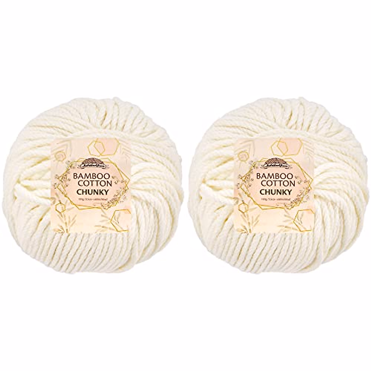 JubileeYarn Bamboo Cotton Chunky Yarn - 100g/Ball - Almond Milk - 2 Balls
