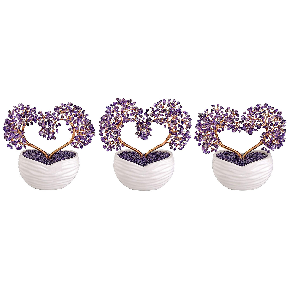Jovivi Amethyst Crystal Heart Money Tree Healing Gemstone Bonsai Tree for Wedding Ceremony Reiki Balancing Energy Meditation Feng Shui Wealth & Good Luck Home Indoor Office Decor 7.87"-8.26"