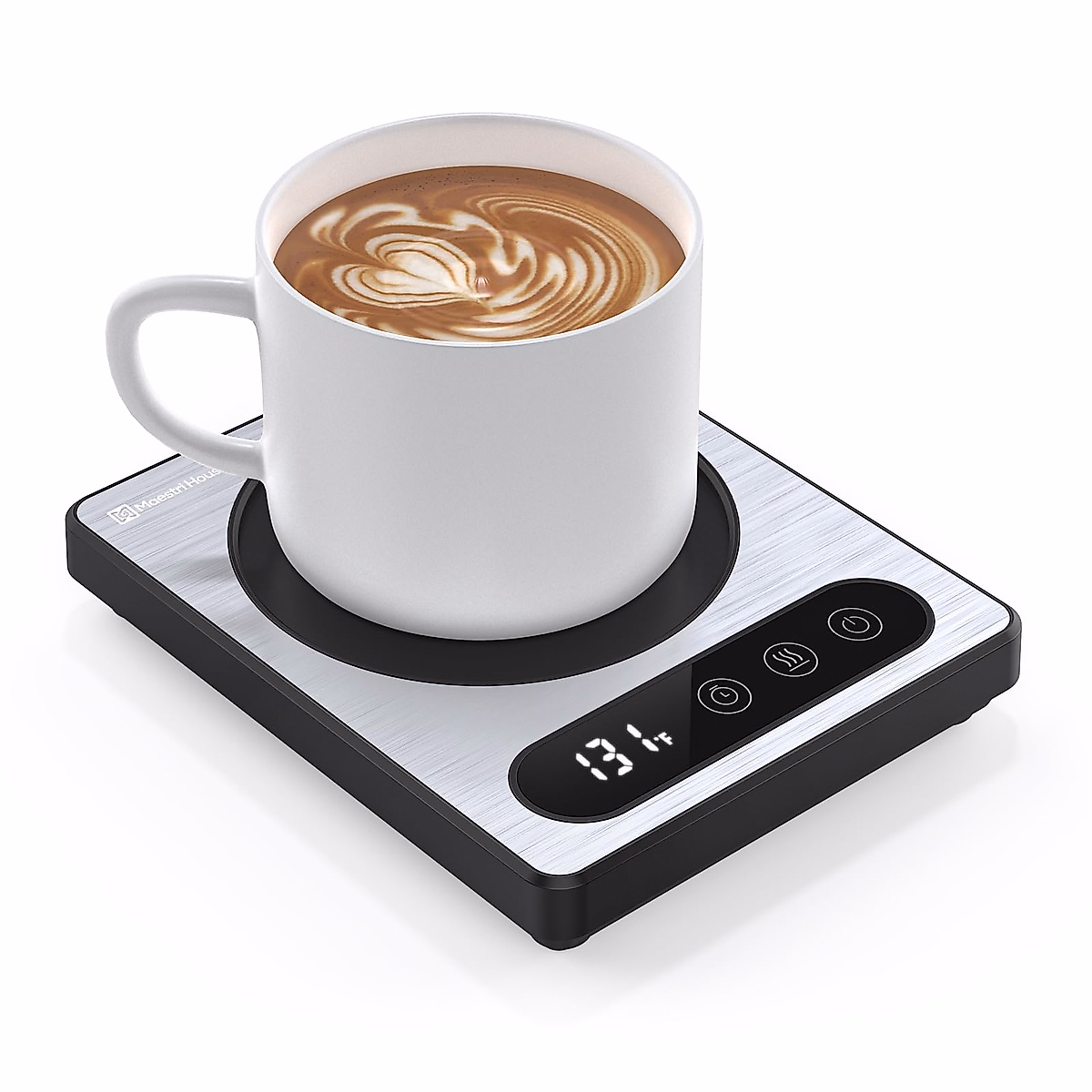 Maestri House Coffee Mug Warmer with 9 Temperature Settings & 1-12 Hour Timer for Desk, Electric Portable Beverage Warmer for Home and Office - Ideal Gift for Coffee Lovers (Black)
