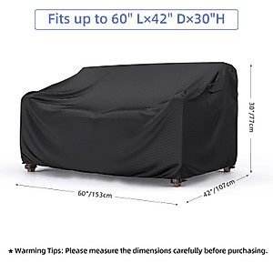 Gorpche Heavy Duty Outdoor Furniture Covers For Winter, Patio Sofa Cover, Patio Furniture Covers Waterproof, Patio Couch Loveseat Covers with Air Vent and Handles, 60" L×42" D×30" H, Black