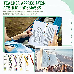 10 Pcs Teacher Bookmark Acrylic Bookmarks Teacher Appreciation Gifts Thank You Gifts Teacher Retirement Gifts for Women Teacher Appreciation Bookmark for Women Teacher Tutor Gifts