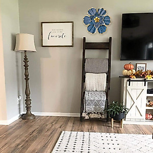 EASICUTI Blue Metal Flower Wall Decor Boho Metal Wall Art Decorations Hanging for Indoor Outdoor Home Bathroom Patio Fence Garden Bedroom Living Room Or Wall Sculptures 12 Inch