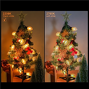 25PACK C9 LED Christmas Light Bulb ，C9 LED Replacement Bulb for Christmas String Lights, E17 Intermediate Base, 2200K Warm White, Commercial Grade Holiday Clear ‎Plastic Bulbs Dimmable Shatterproof