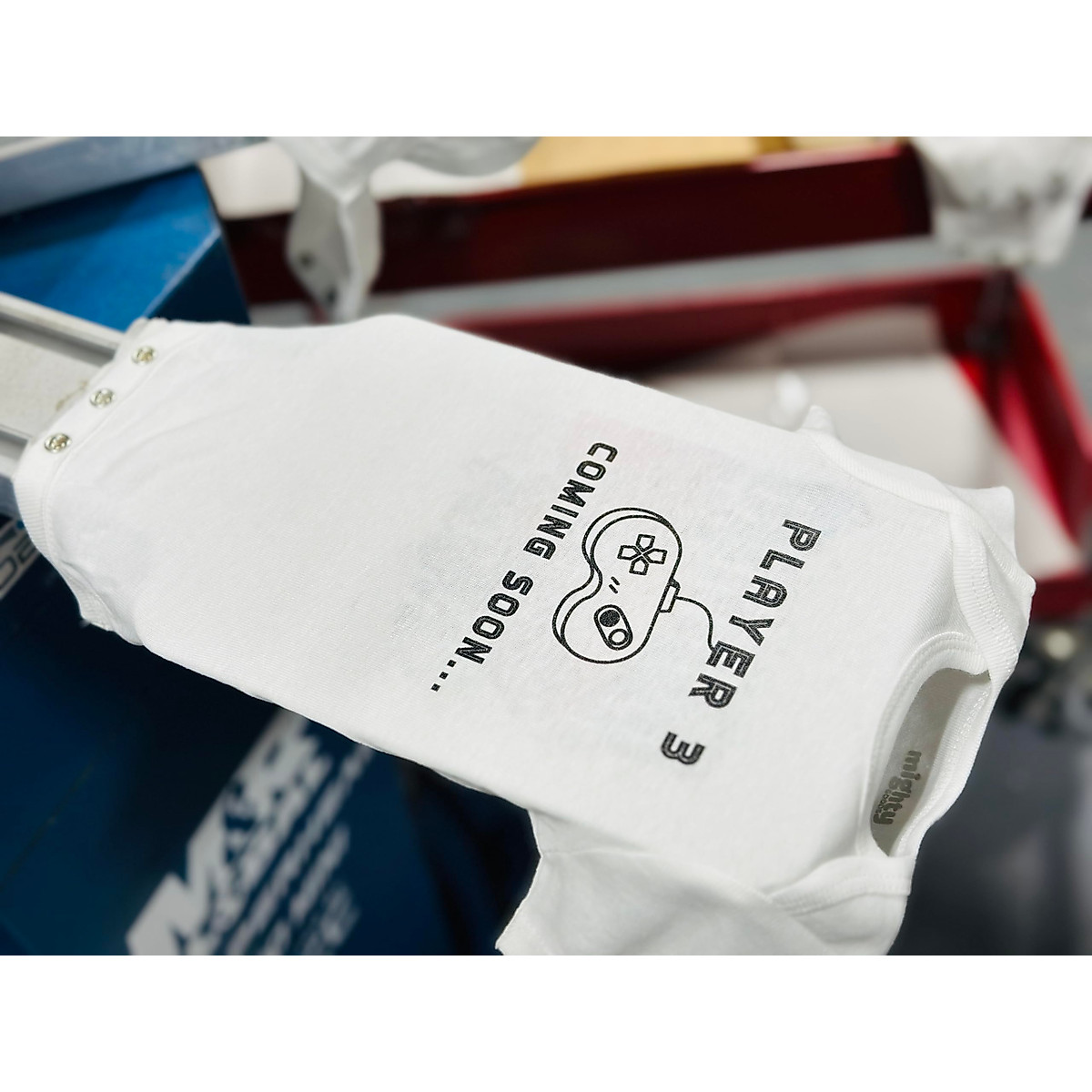 Ink Trendz Player 3 Coming Soon... Baby Pregnancy announcement Baby Coming Soon Infant Onesie Bodysuit Romper