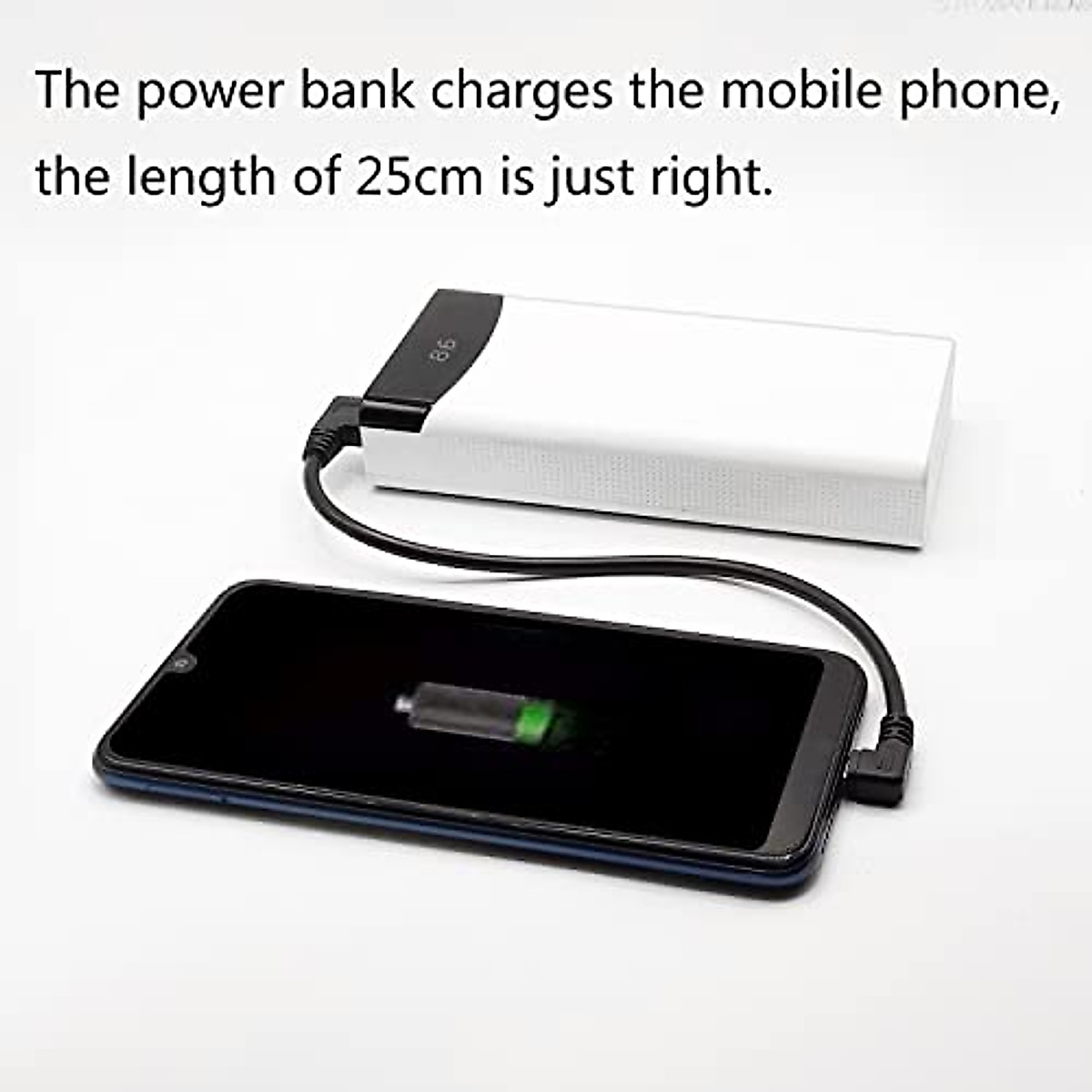 Short Micro USB Power Cable,25cm 90 Degree Left Angle USB 2.0 A Male to Micro USB Male Charging and The Data Transfer,for Phone and Dash Cam,Camera,etc,Micro USB Port Use(2Pcs)