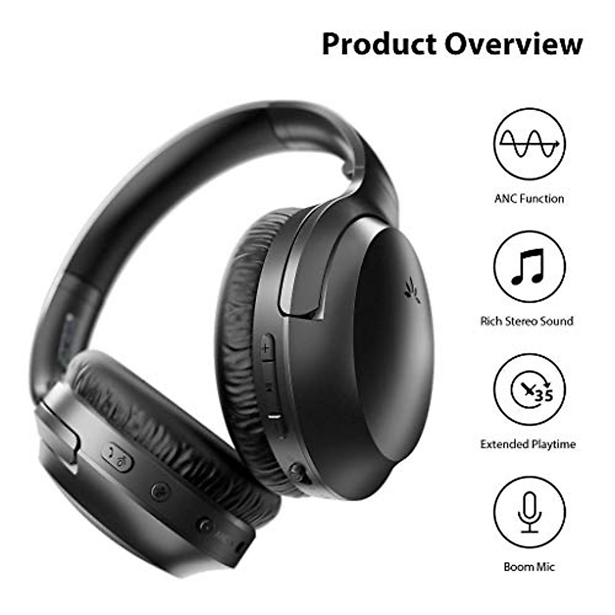 Avantree HT5006 & Aria - Wireless Headphones Earbuds for TV Watching w/Bypass Bluetooth Transmitter & Bluetooth 5.0 Active Noise Cancelling Headphones with No Audio Delay with theTransmitter