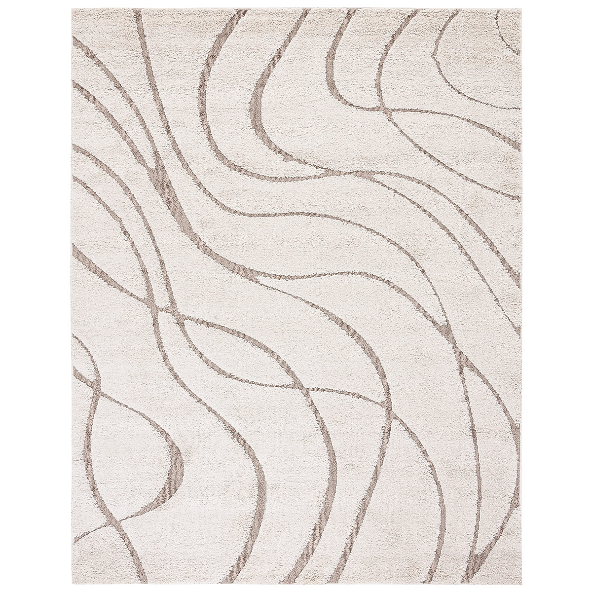 SAFAVIEH Florida Shag Collection Area Rug - 8' x 10', Cream & Beige, Non-Shedding & Easy Care, 1.2-inch Thick Ideal for High Traffic Areas in Living Room, Bedroom (SG471-1113)