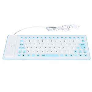 Silicone Keyboard, Foldable Flexible Keyboard USB Wired Gaming Keyboard, 85 Keys, Fully Sealed Design, Roll-up Silent Soft Keyboard, Waterproof, Dustproof for PC Notebook Laptop(Blue)