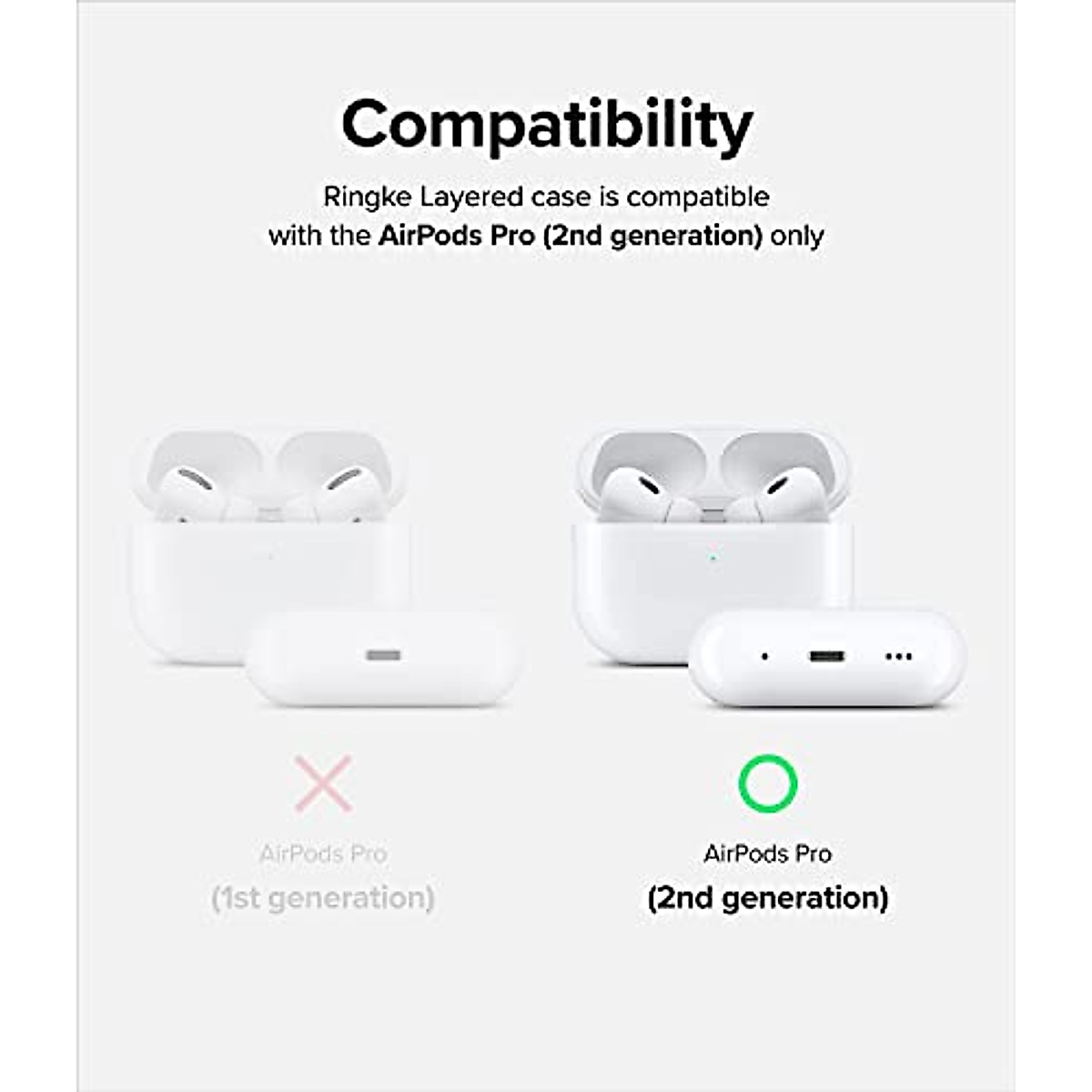 Ringke Layered Case [Scratch Resistance] Compatible with AirPods Pro 2 Case, Shockproof Cover with Carabiner Designed for AirPods Pro 2nd Generation - Matte Clear