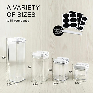AIYULONG Airtight Food Storage Container Set - 7 Piece Set Clear Plastic Containers with Easy Lock Lids, for Kitchen Pantry Organization and Storage, Include 24 Labels (White)
