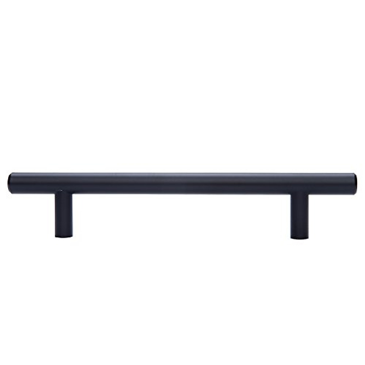 Amazon Basics Euro Bar Cabinet Handle (1/2-inch Diameter), 7.38-inch Length (5-inch Hole Center) - Flat Black, 10-Pack