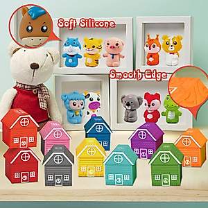Learning Toys for 1 2 3 Years Old Toddlers, 20 Pcs Farm Animal Finger Puppets, Montessori Counting, Matching & Sorting Fine Motor Games, Birthday Educational Gift for Baby Boys Girls Age 12-18 Months