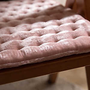 vctops Luxury Solid Color Chair Pad Velvet Soft Square Chair Cushion Tufted Indoor Seat Cushion Pillow Tatami (Pink,18"x18")